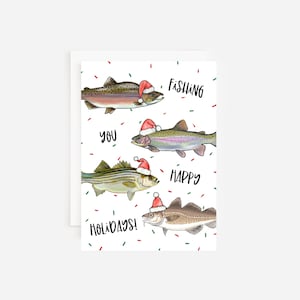 Printable Christmas Card Fishing You Happy Holidays Digital Download ...