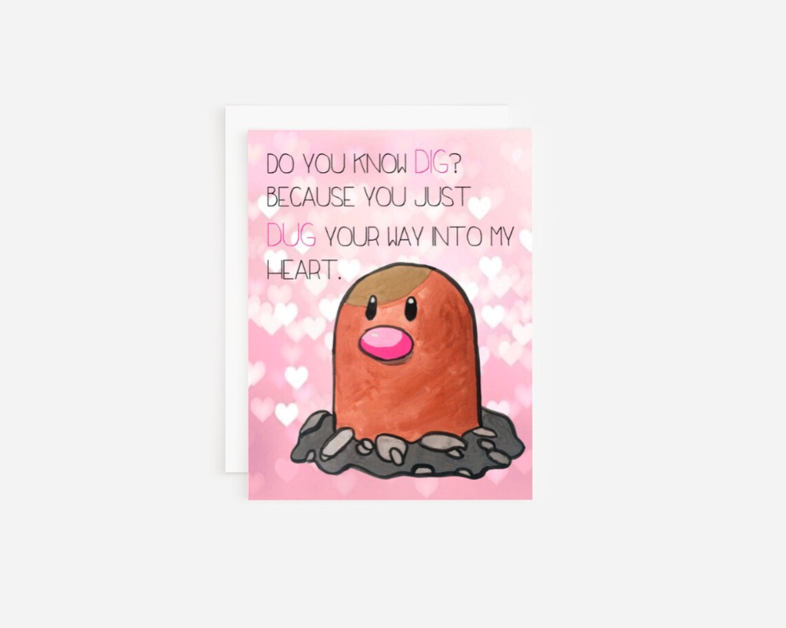 Diglet Pokemon Funny Love Card - Etsy