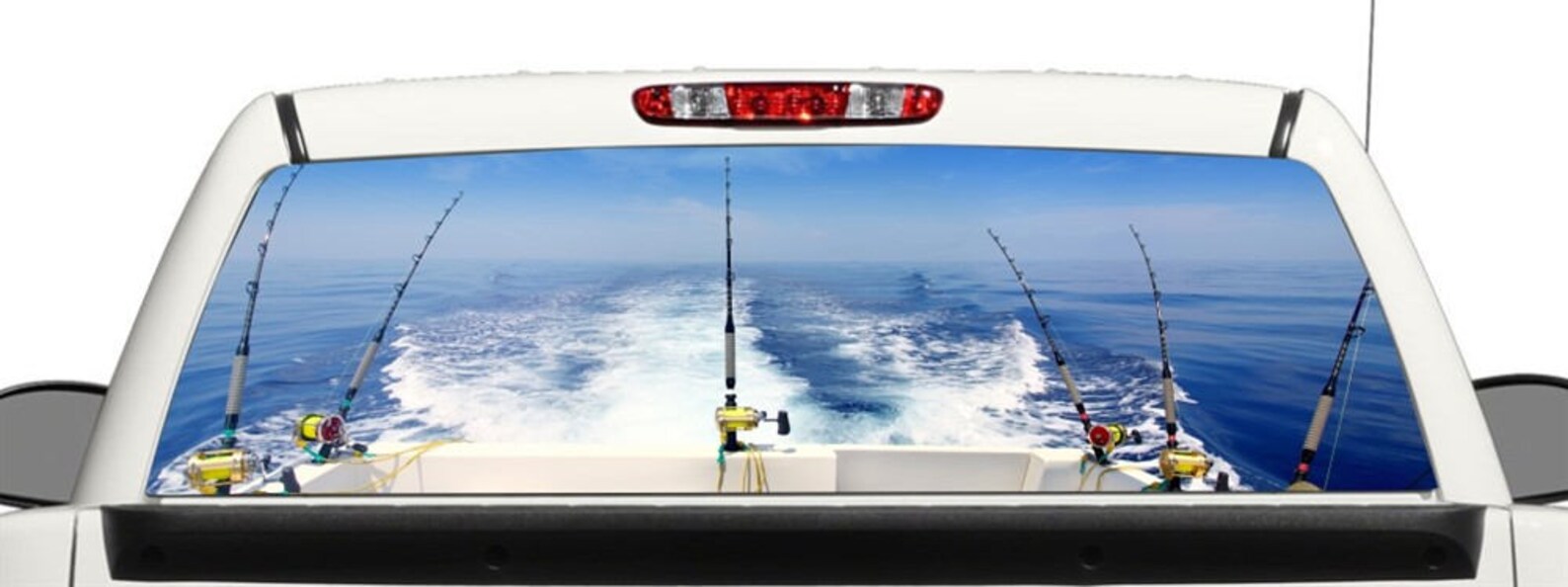 Boat Trolling Fishing Rear Window Graphic Decal Perforated Vinyl Wrap ...
