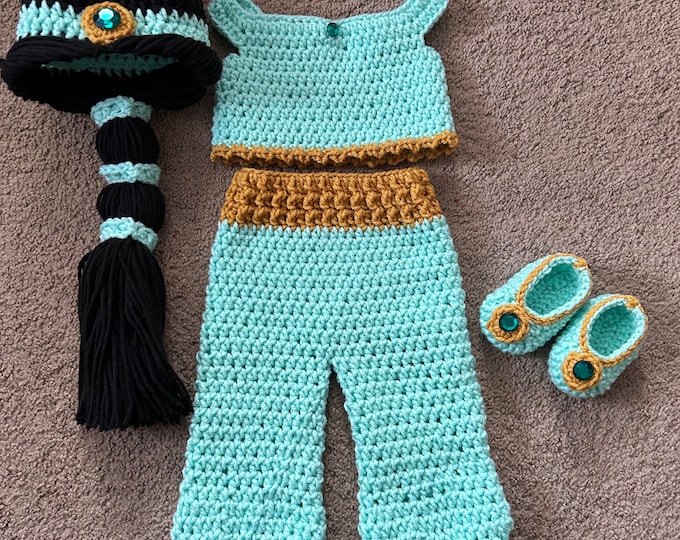Princess Jasmine Inspired Costume/ Crochet Princess Jasmine Wig ...
