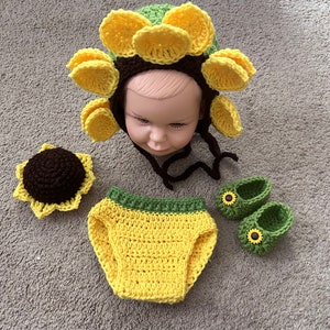 Crochet Sunflower Bonnet/newborn Photography Prop/infant Halloween ...