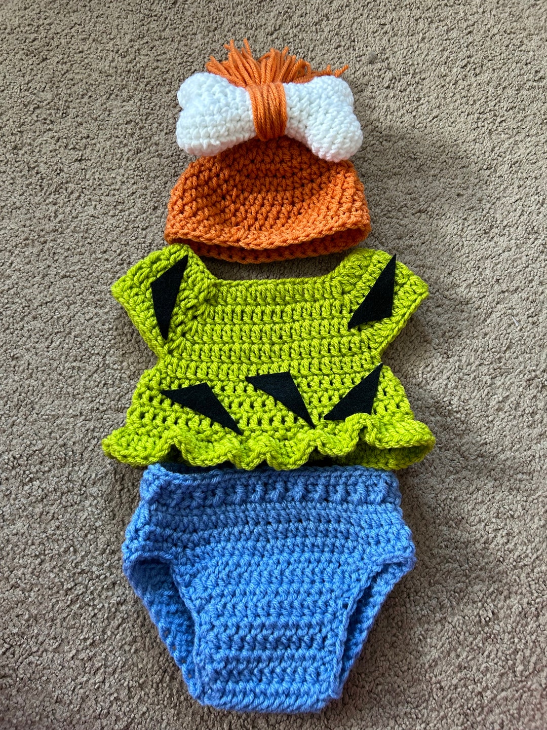 Crochet Cave Baby Costume/ Pebbles Costume/baby Monthly Photo Prop ...