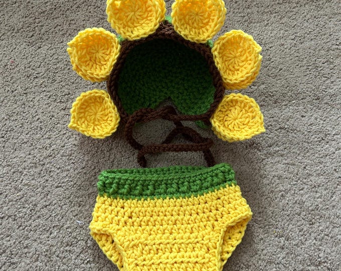 Crochet Sunflower Bonnet/newborn Photography Prop/infant Halloween ...