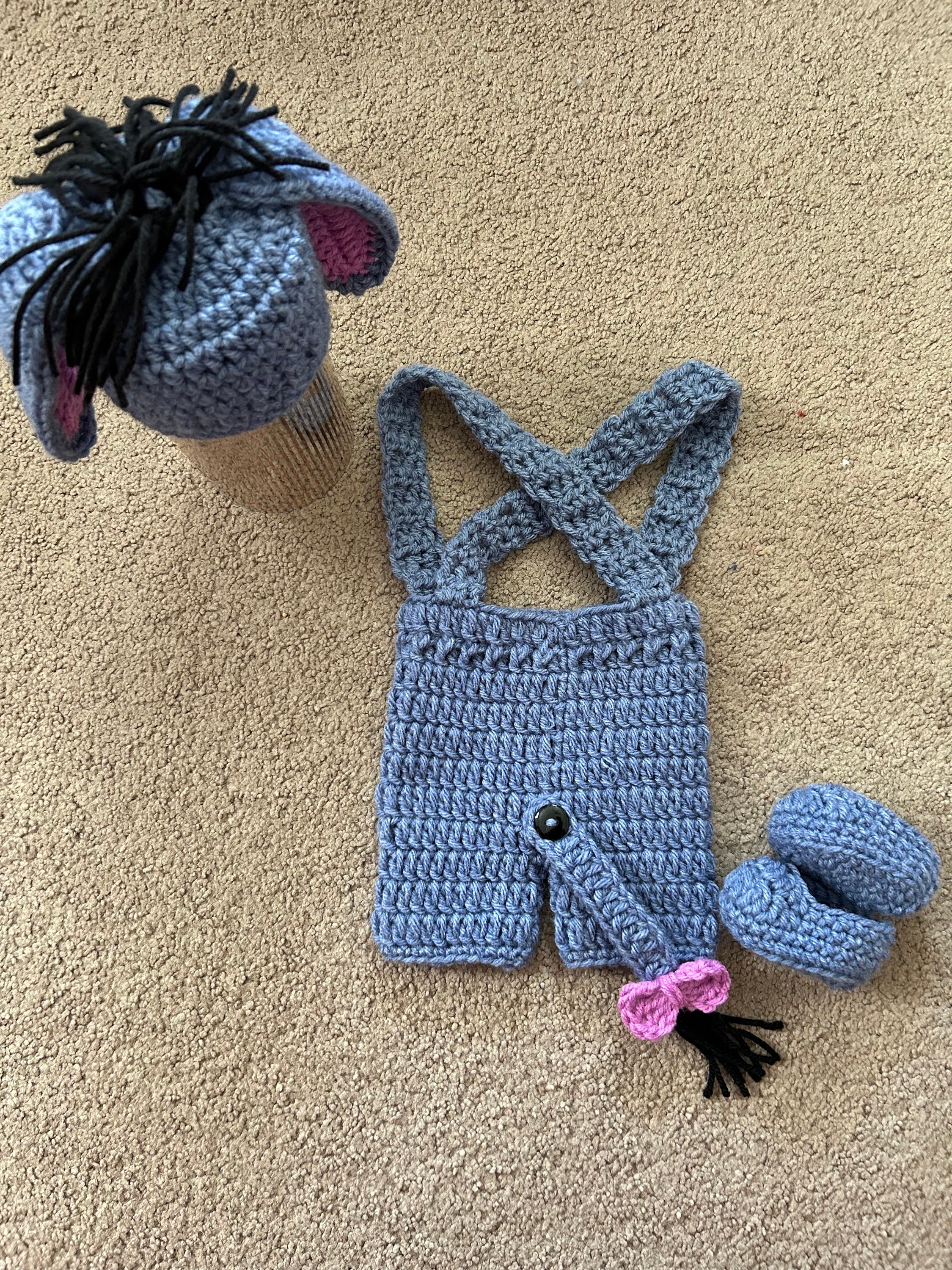 Crochet Eeyore Costume Set: Newborn Photo Prop (made to Order) - Etsy