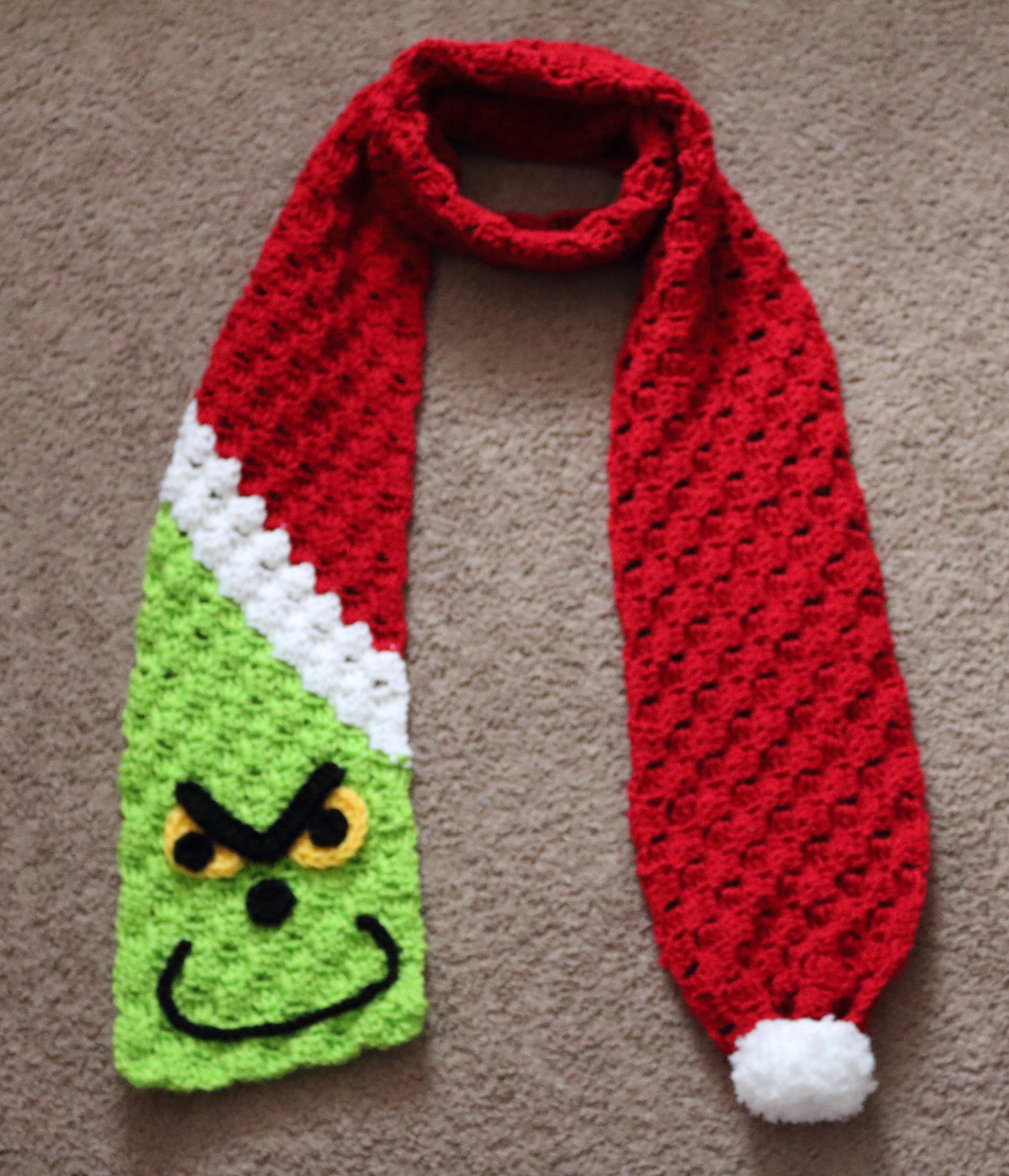 The Christmas Thief Scarf--christmas Scarf--green Santa Scarf--made to ...