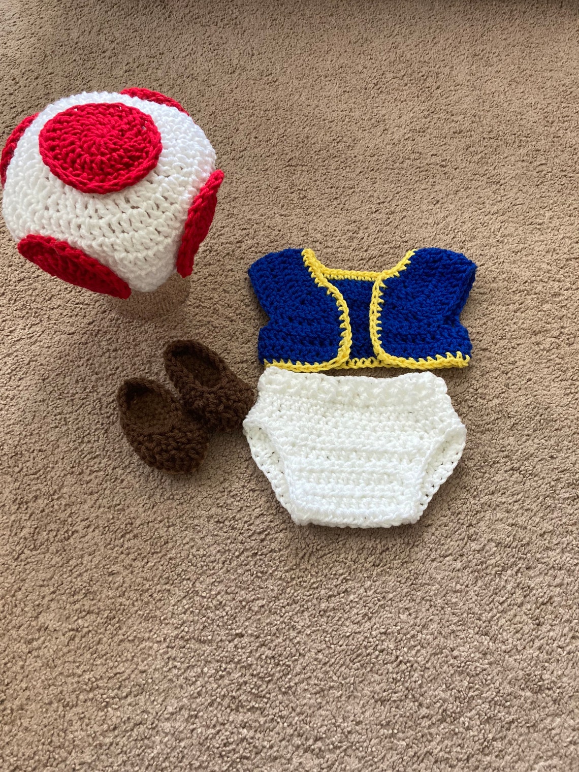 Crochet Baby Toad Costume: Super Mario Bros Photo Prop (MADE TO ORDER ...