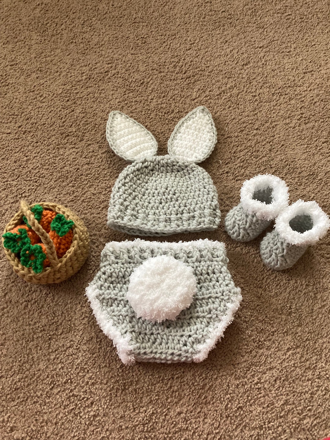 Crochet Baby Newborn Bunny Outfit Costume Set Baby Bunny Photography ...