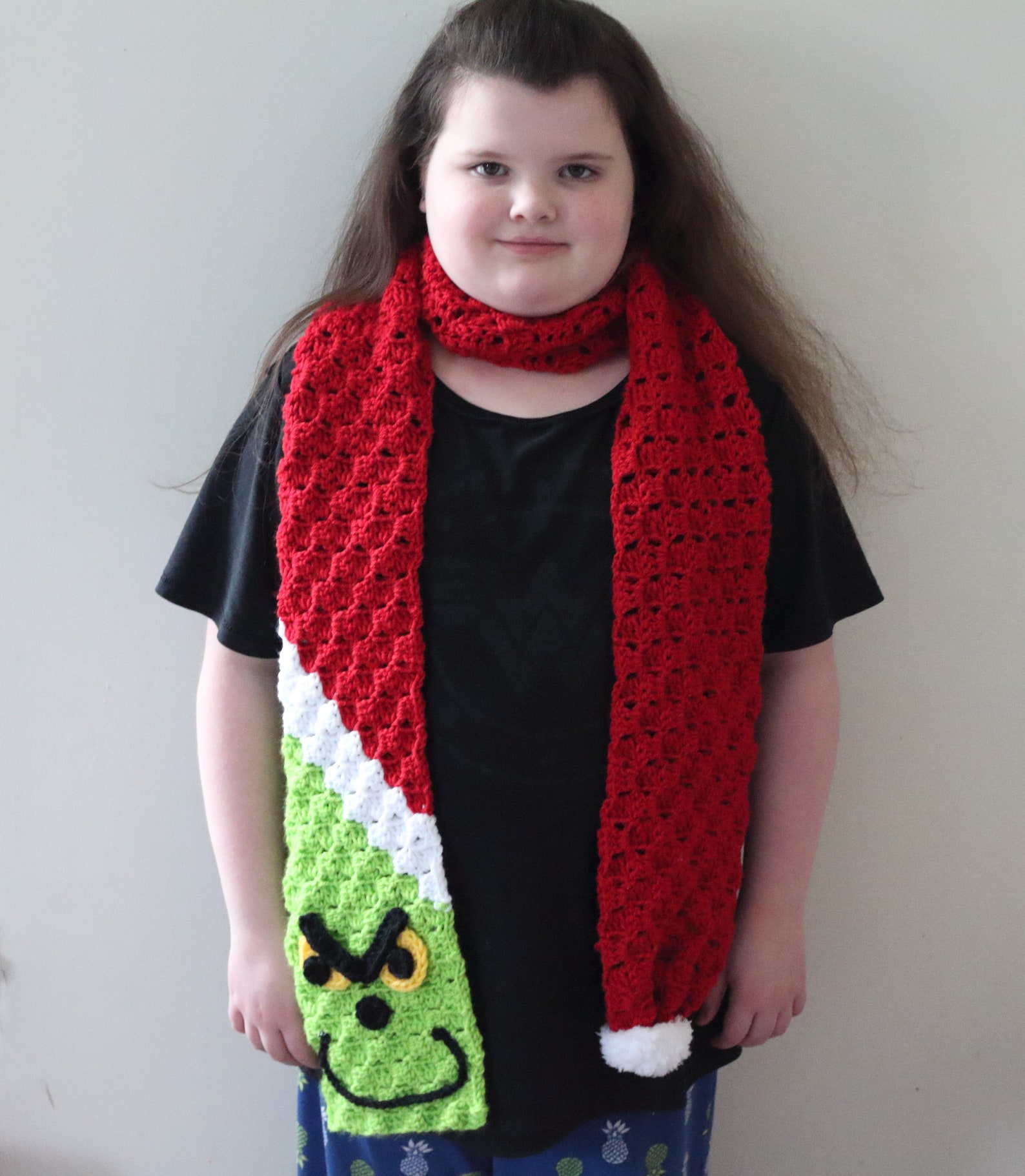 The Christmas Thief Scarf--christmas Scarf--green Santa Scarf--made to ...