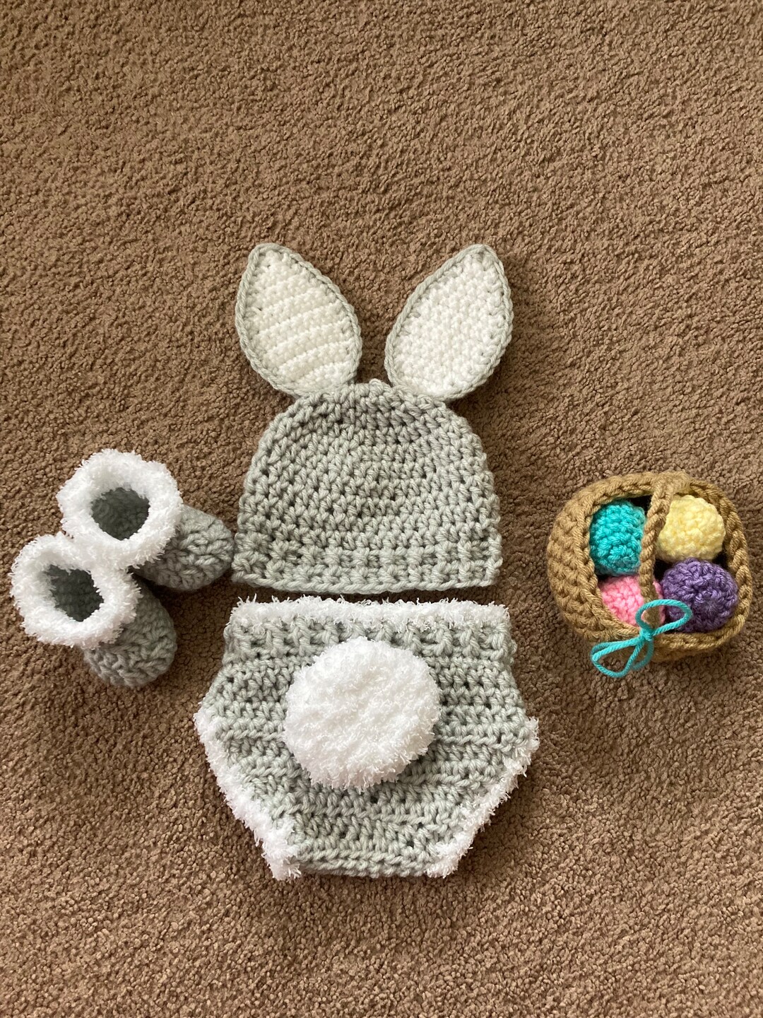 Crochet Baby Newborn Bunny Outfit Costume Set Baby Bunny Photography ...