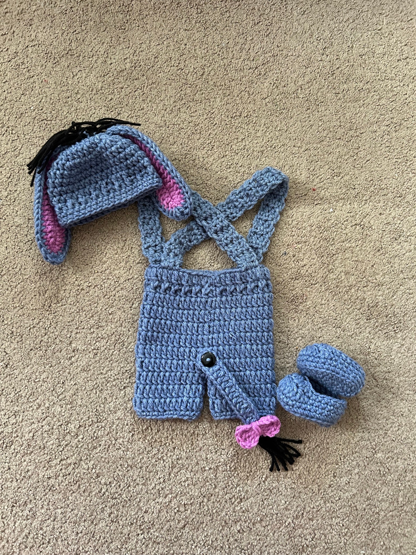 Crochet Eeyore Costume Set: Newborn Photo Prop (made to Order) - Etsy