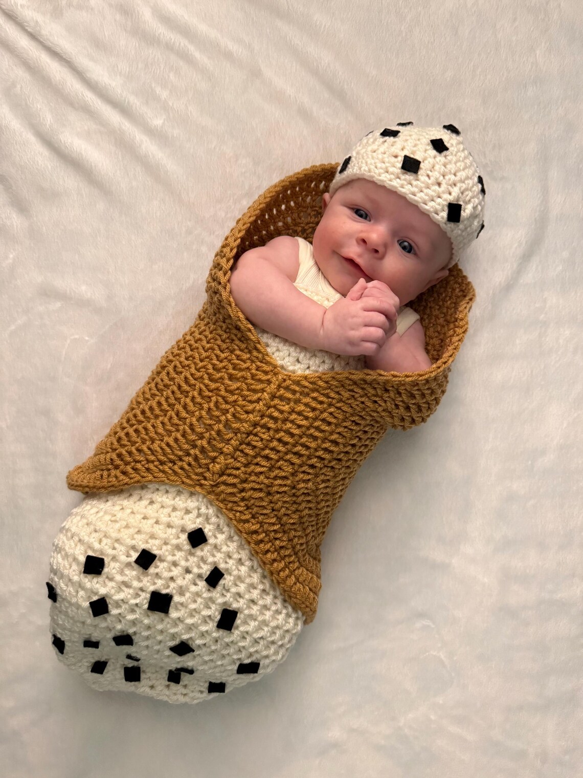 Crochet Cannoli Baby Cocoon: Newborn Halloween Costume & Photo Prop - Etsy