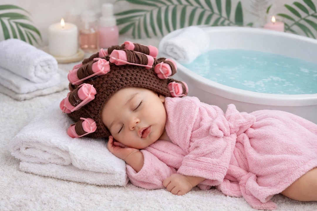 Crochet Baby Curler Hat: Beautician Halloween Costume Prop - Etsy