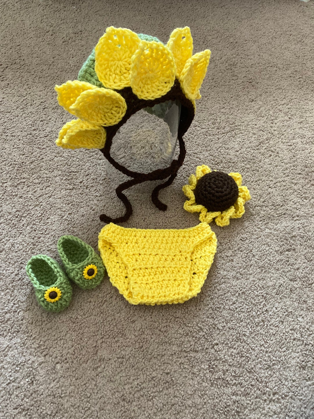Crochet Sunflower Bonnet/newborn Photography Prop/infant Halloween ...