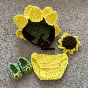 Crochet Sunflower Bonnet/newborn Photography Prop/infant Halloween ...