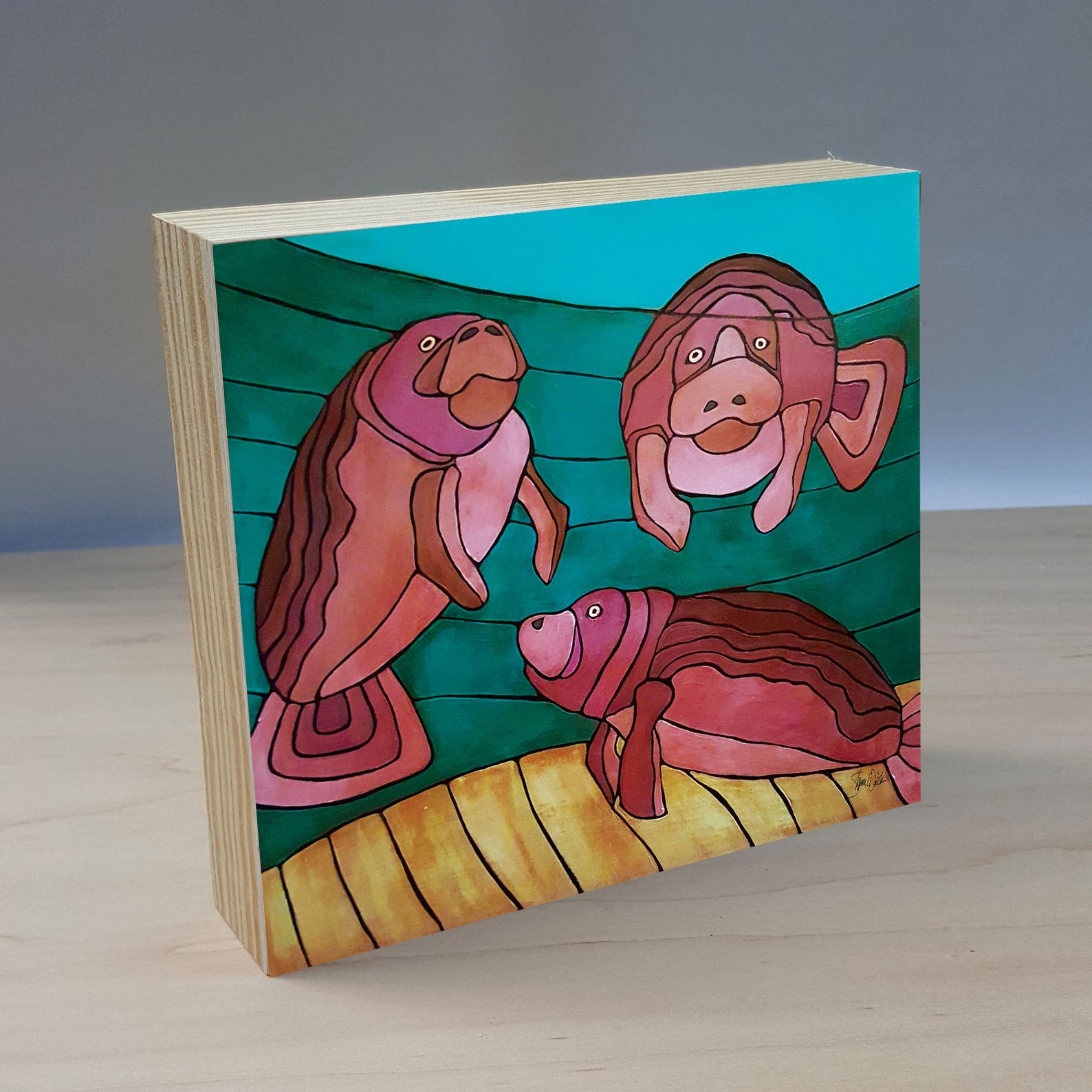 Manatee Wood Art Panel Sea Animal Decor Ocean Art Under the - Etsy