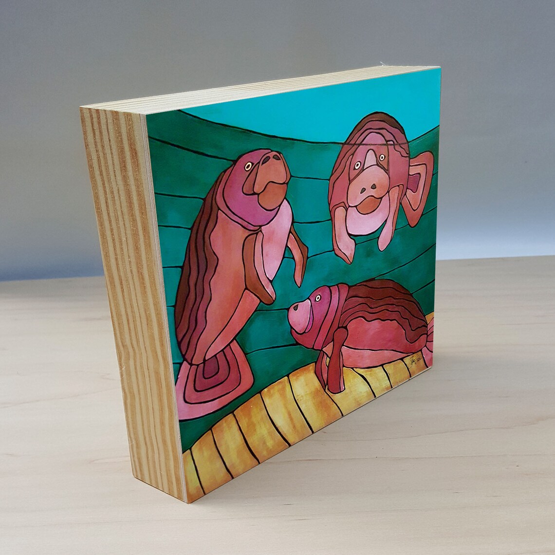 Manatee Wood Art Panel Sea Animal Decor Ocean Art Under the - Etsy