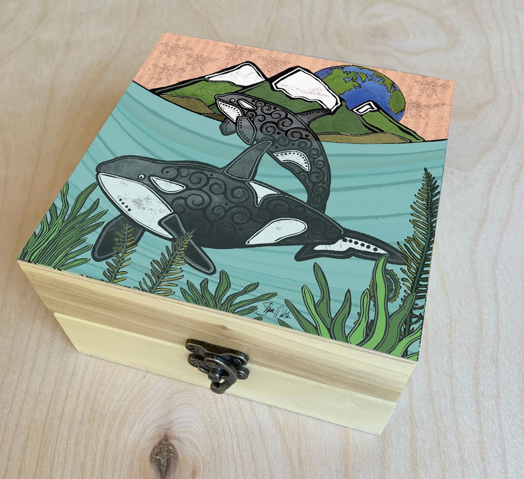 Orca Wood Box Whale Art Keepsake Box Gift Idea Shanni - Etsy