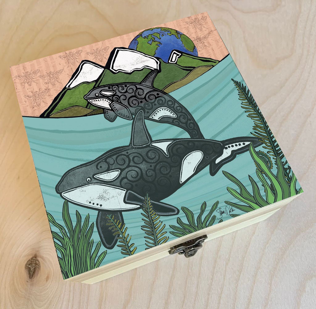 Orca Wood Box Whale Art Keepsake Box Gift Idea Shanni - Etsy