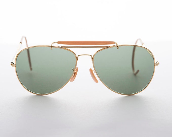 Vintage Pilot Sunglasses With Cable Temples and Glass Lens - Etsy