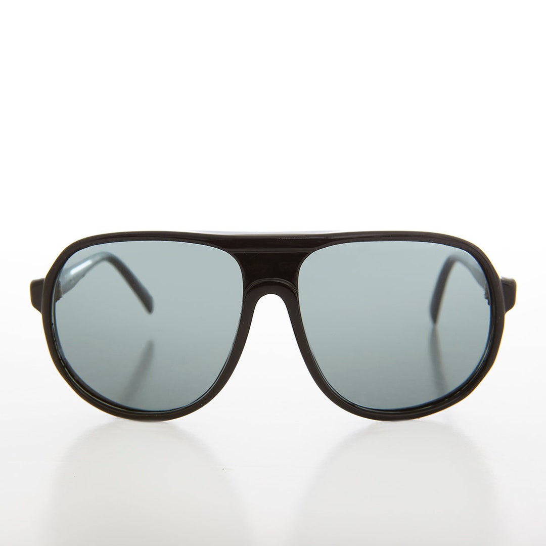 80s Black Pilot Flat Top Sunglasses - Akira - Etsy