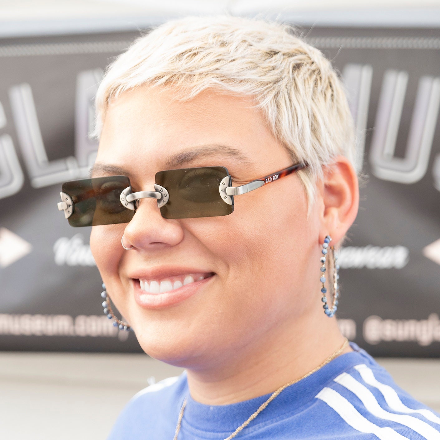 90s Rimless Rectangle Bad Boy Vintage Cyber Noir Sunglasses - Rebel 3 ...