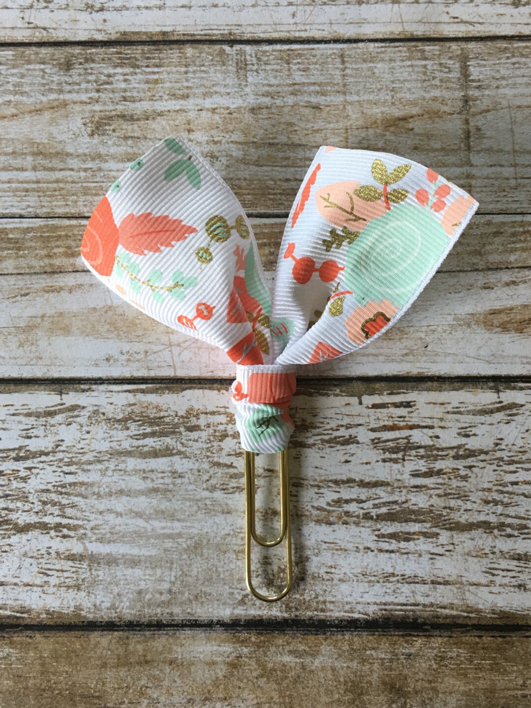Floral Planner Ribbon Clip| Journal | Bookmark on Gold Paper Clip - Etsy