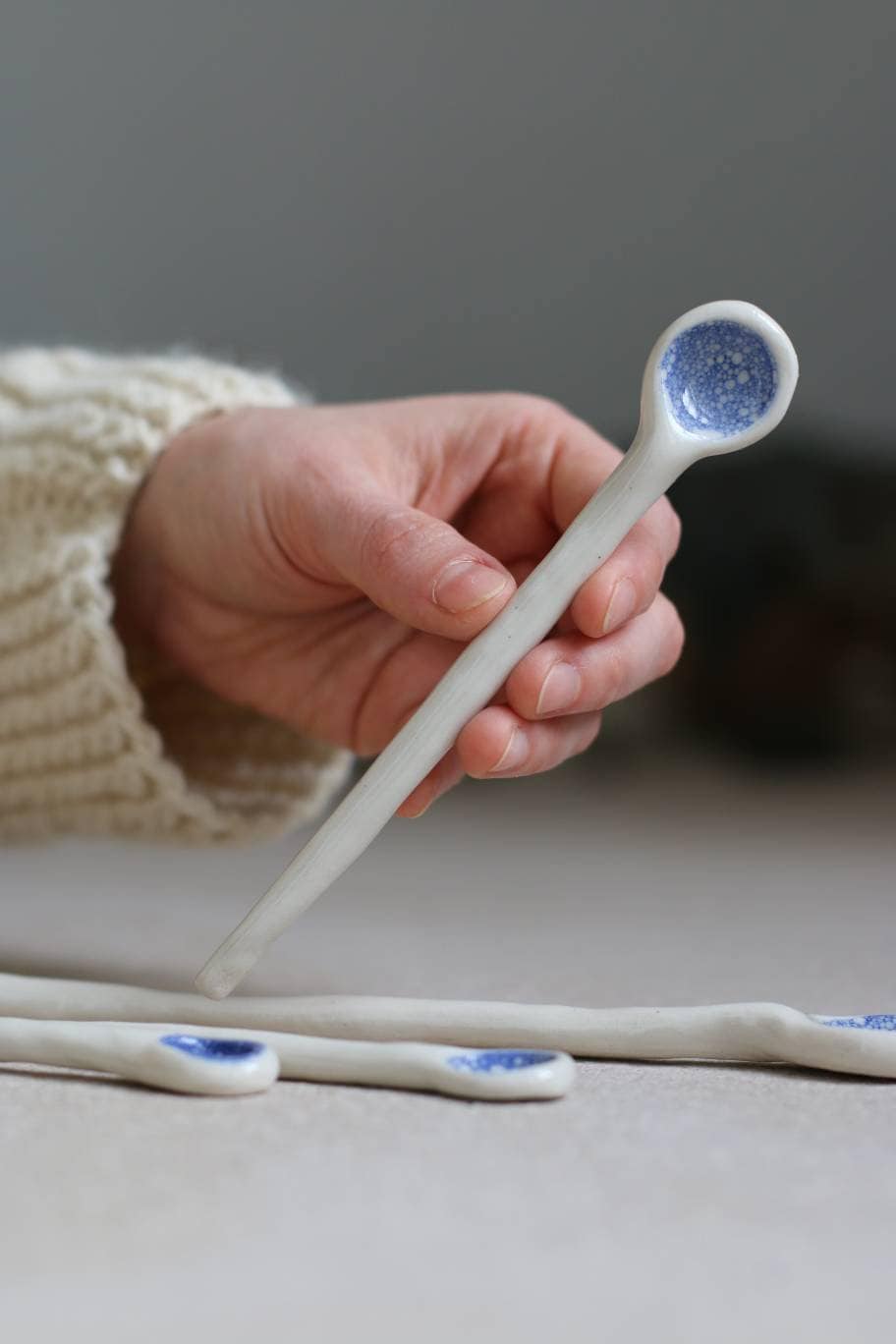 Blue Bubble Ceramic Spoon - Etsy