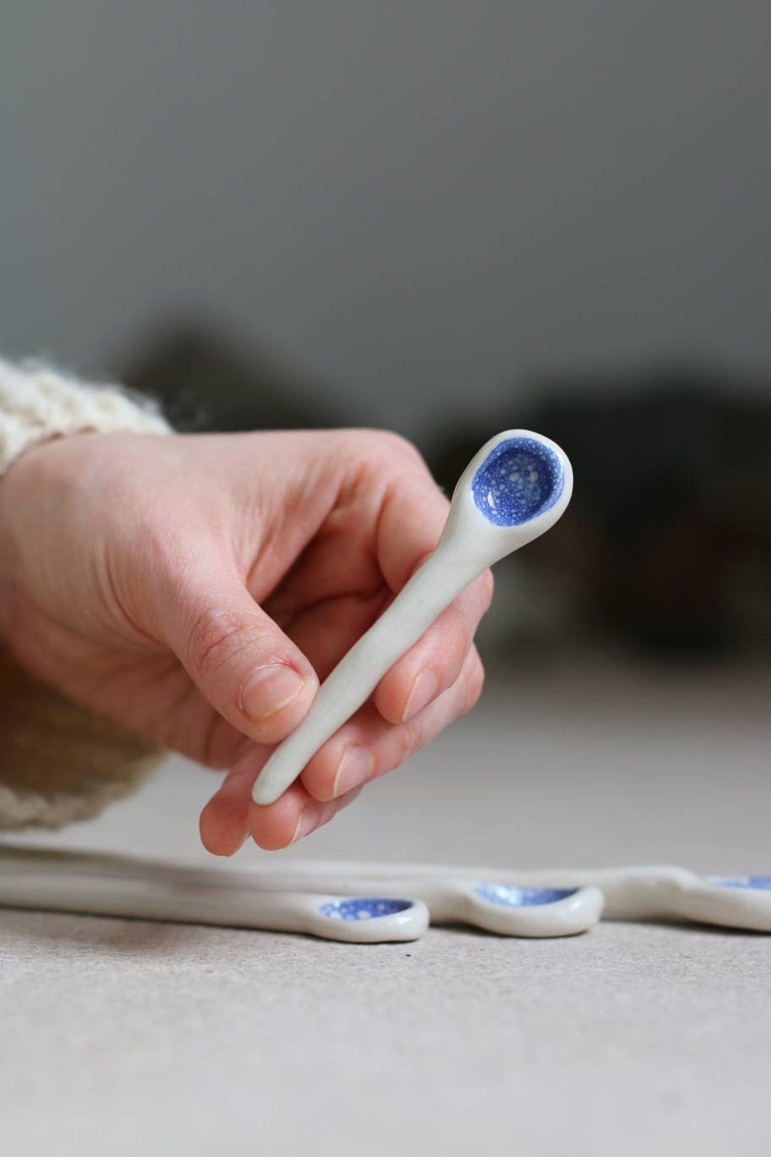 Blue Bubble Ceramic Spoon - Etsy