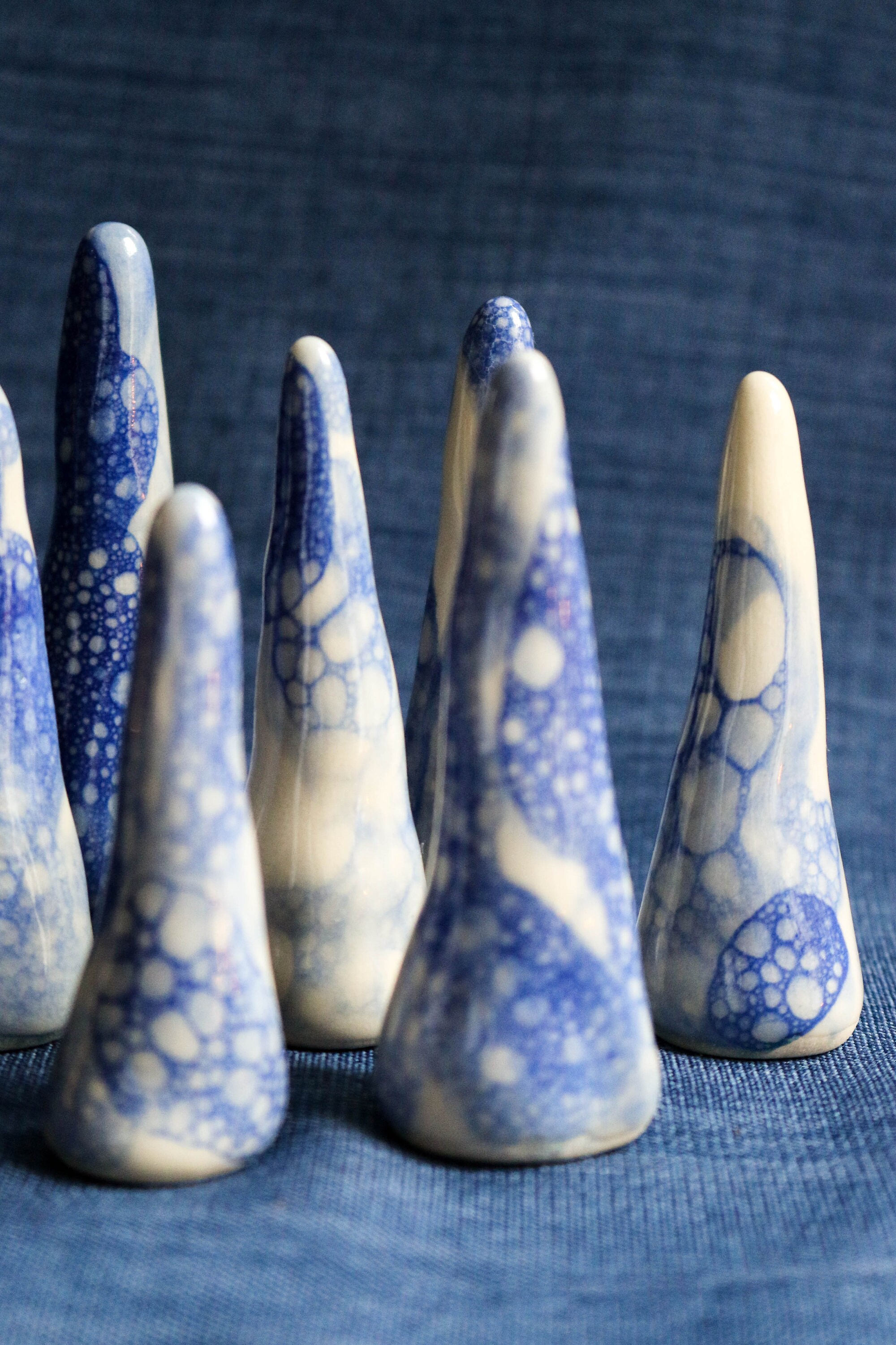 Blue bubble ceramic ring cone | Etsy