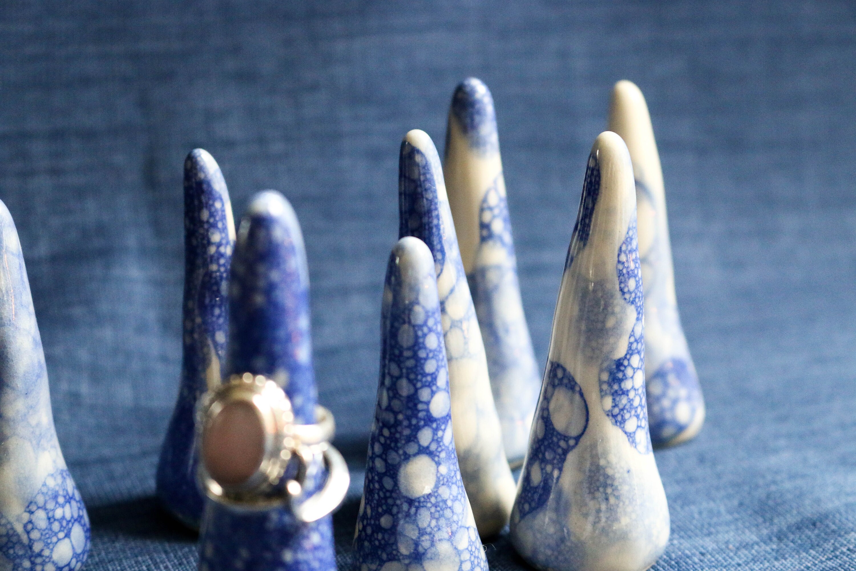 Blue Bubble Ceramic Ring Cone - Etsy