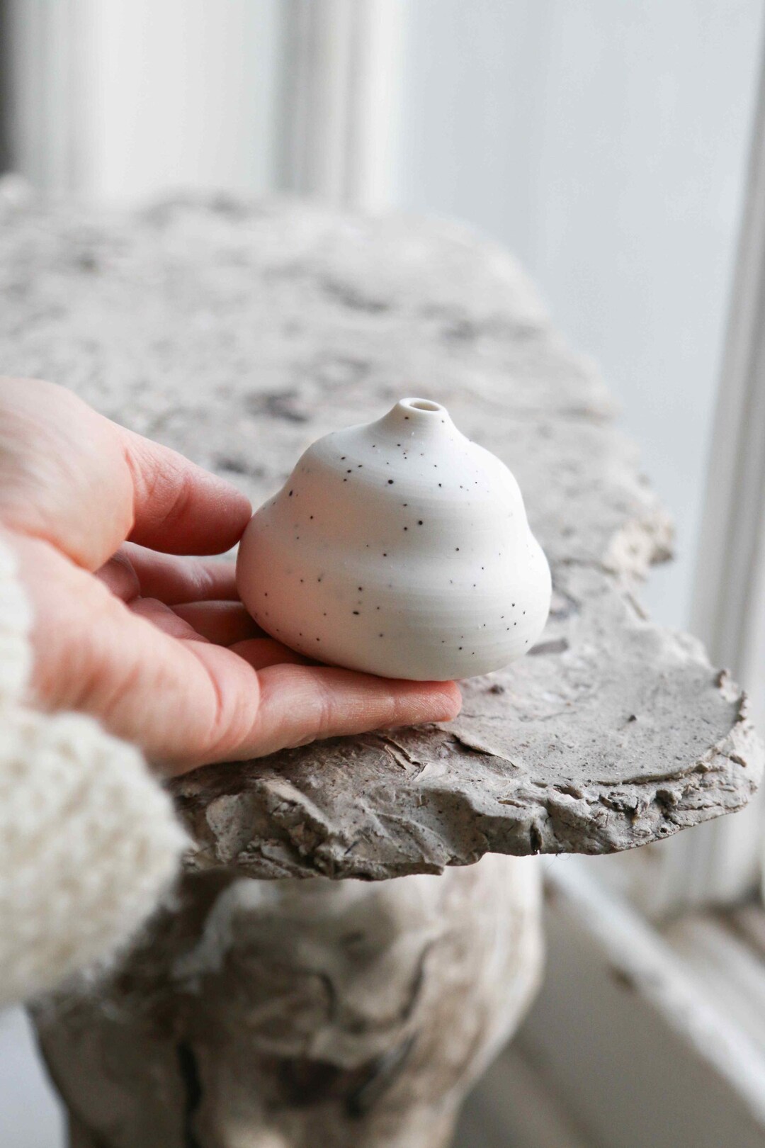 Small Porcelain Ceramic Vase With Tiny Black Scottish Sand Speckles ...