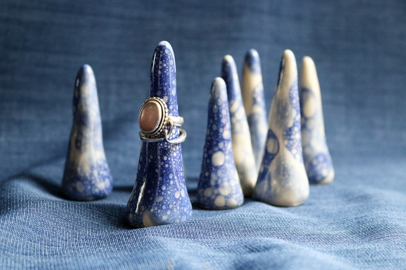Blue bubble ceramic ring cone | Etsy
