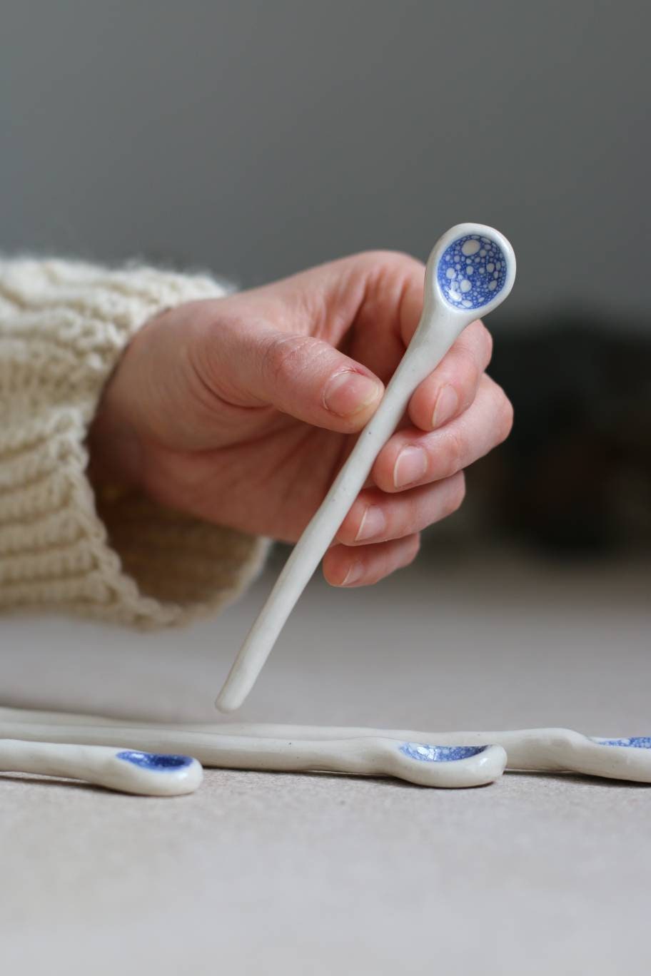 Blue Bubble Ceramic Spoon - Etsy