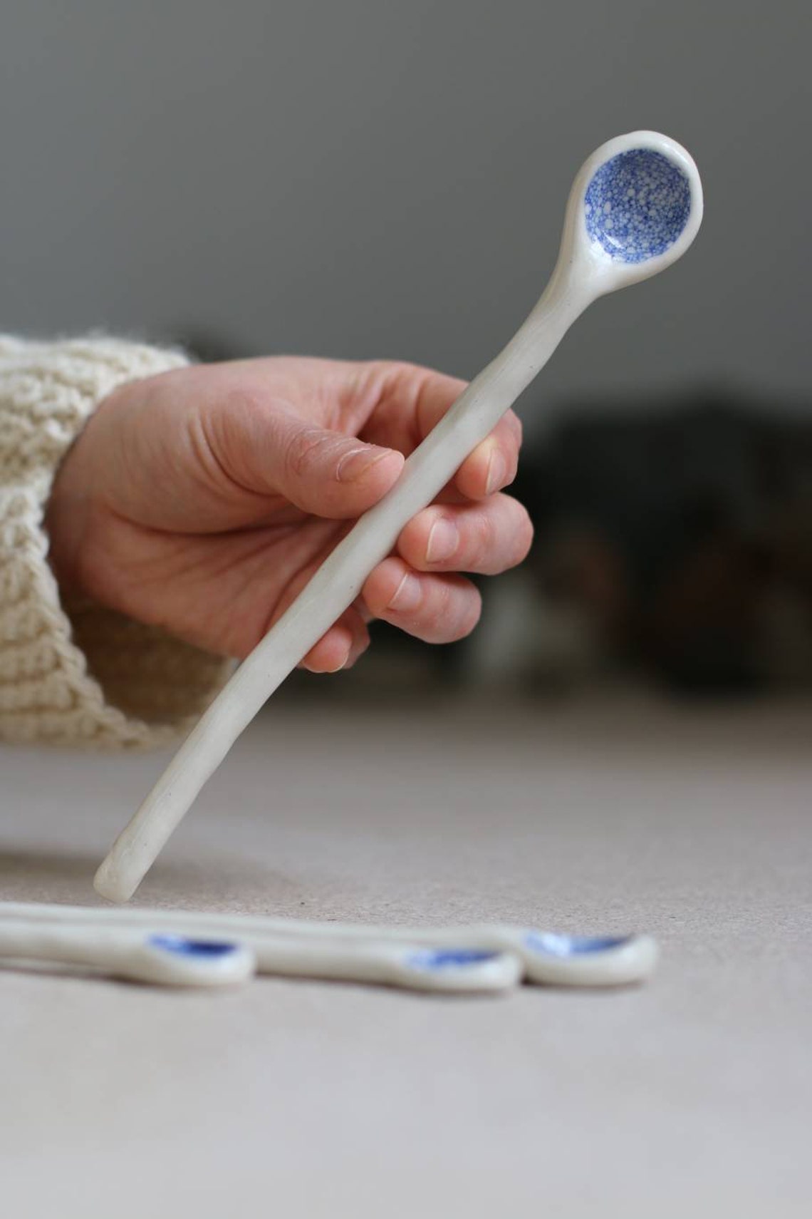 Blue Bubble Ceramic Spoon - Etsy