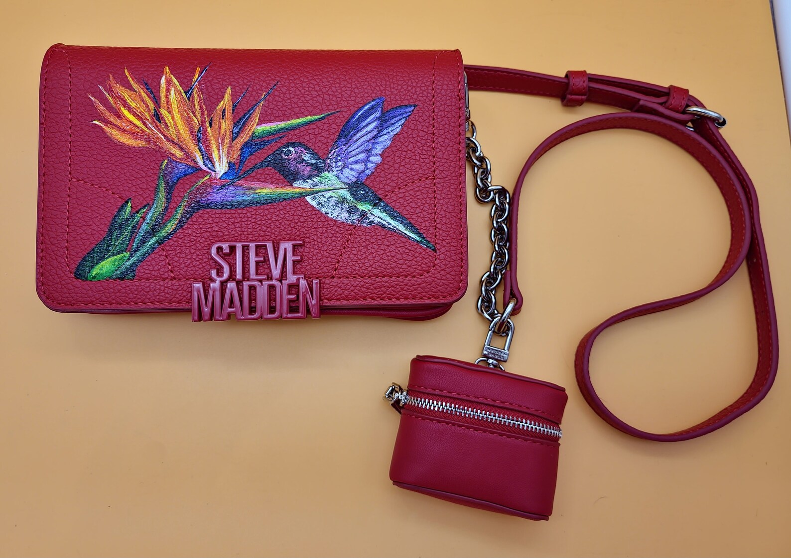 Hand-painted Vegan Leather Purse Bird of Paradise With Hummingbirds - Etsy
