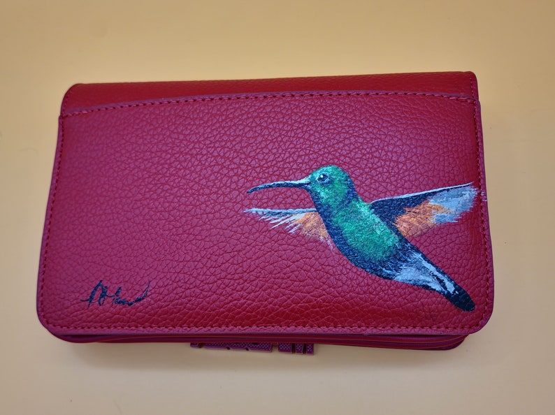 Hand-painted Vegan Leather Purse Bird of Paradise With Hummingbirds - Etsy