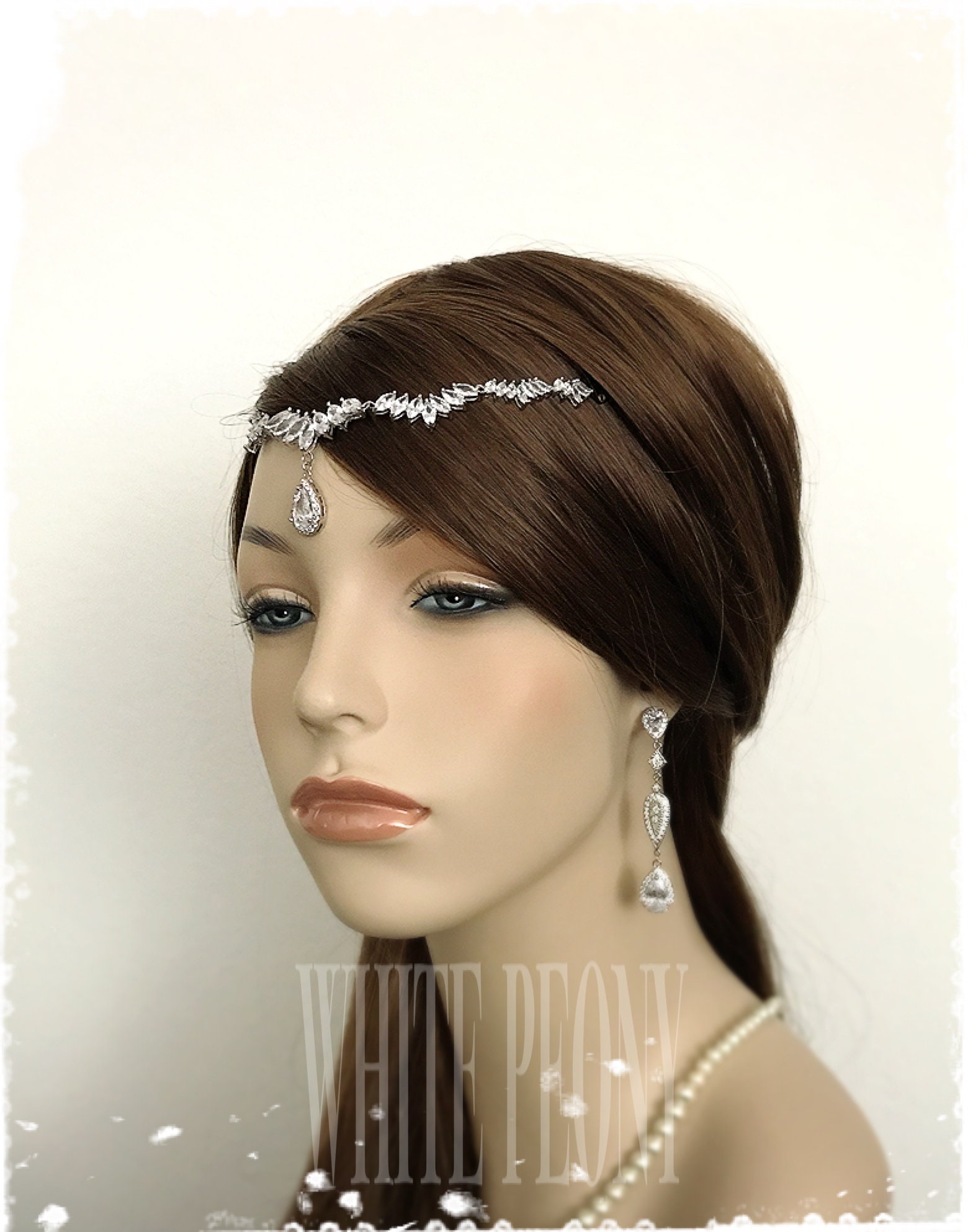 Crystal V Shape Teardrop Wedding Headpiece-cubic Zirconia Leaf | Etsy