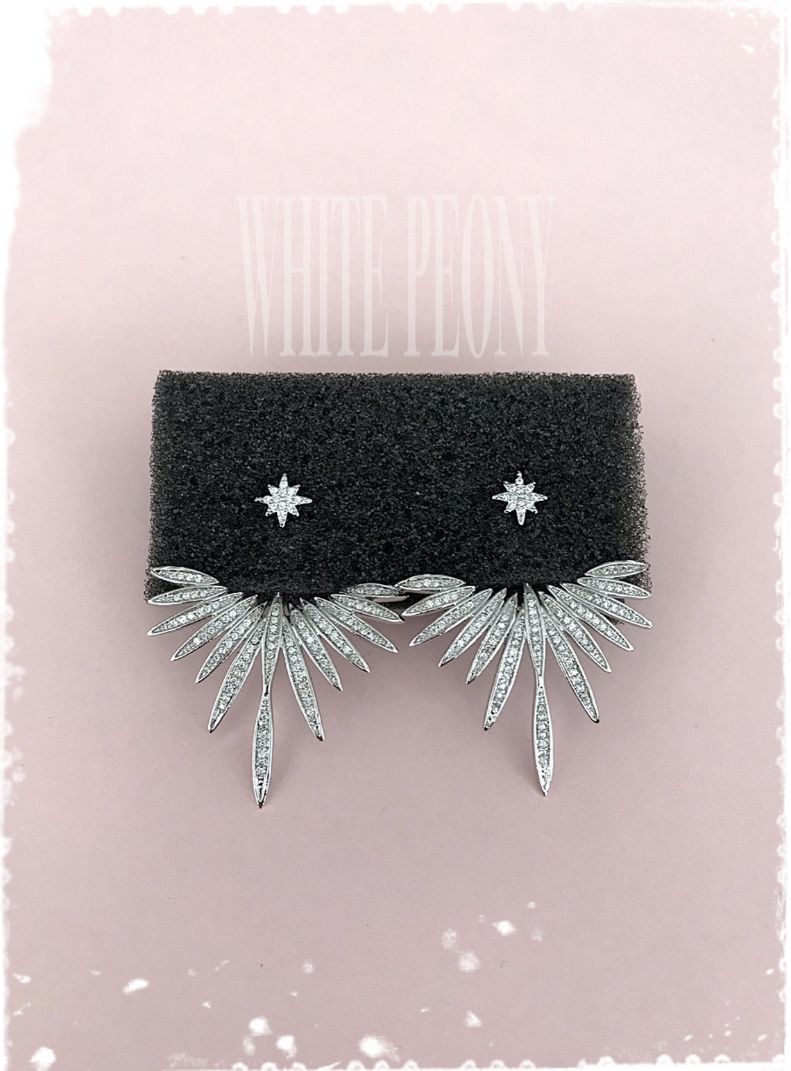 Celestial Bridal Crystal Starburst Ear Jacket Earrings-cubic | Etsy