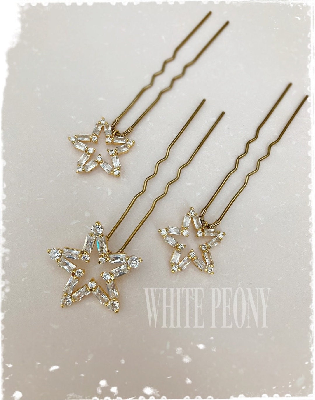 CZ Gold Star Hair Pin Hair Accessories-art Deco Gatsby Downton Abbey ...