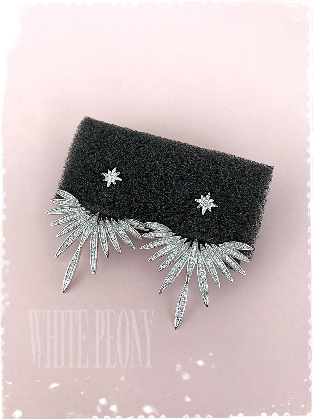 Celestial Bridal Crystal Starburst Ear Jacket Earrings-cubic Zirconia ...