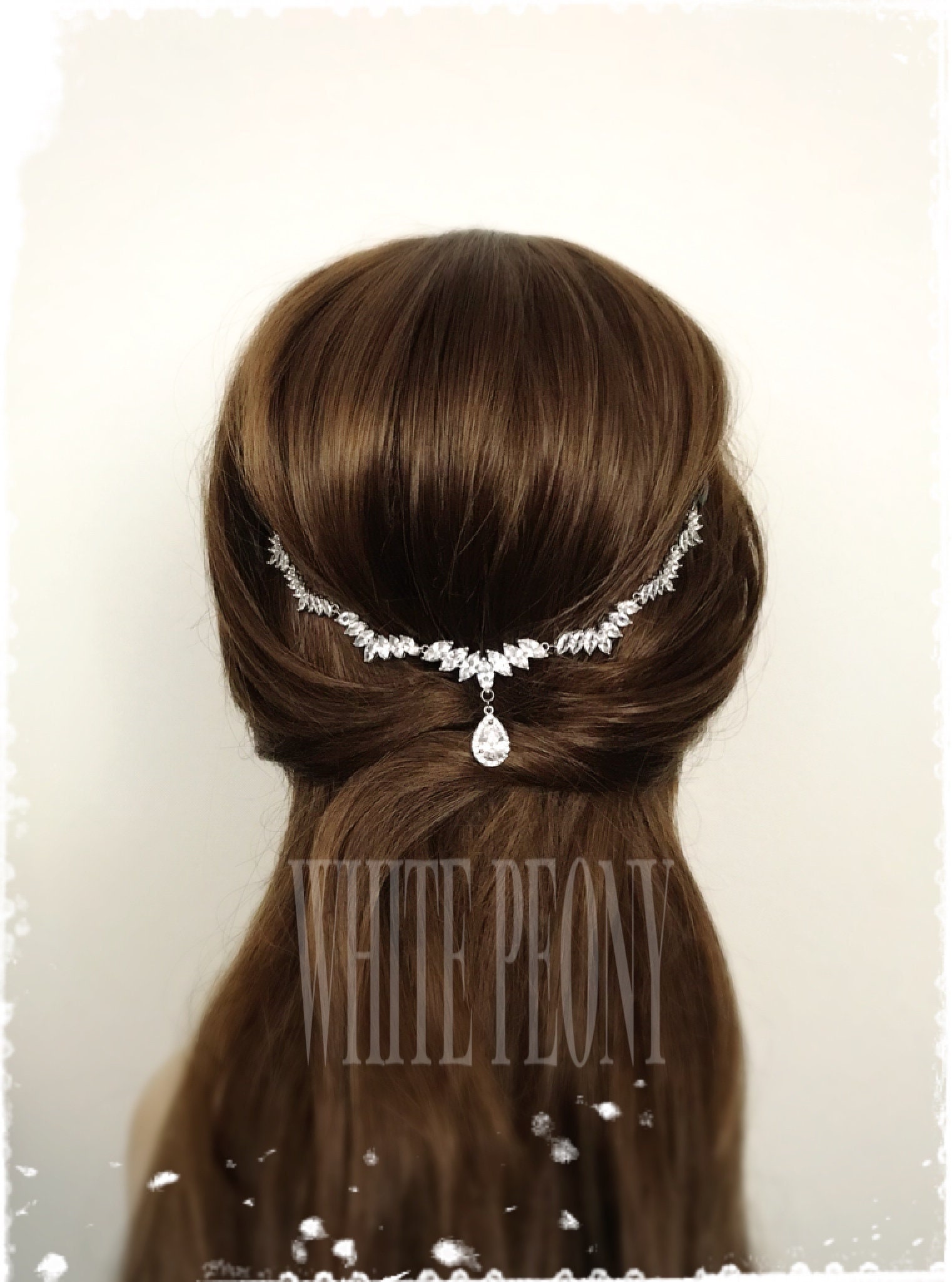 Crystal V Shape Teardrop Wedding Headpiece-cubic Zirconia Leaf Art Deco ...