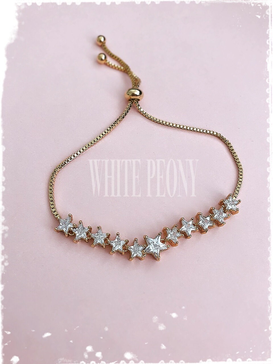 Champagne Gold Celestial CZ Crystal Star Adjustable Bracelet-cubic ...