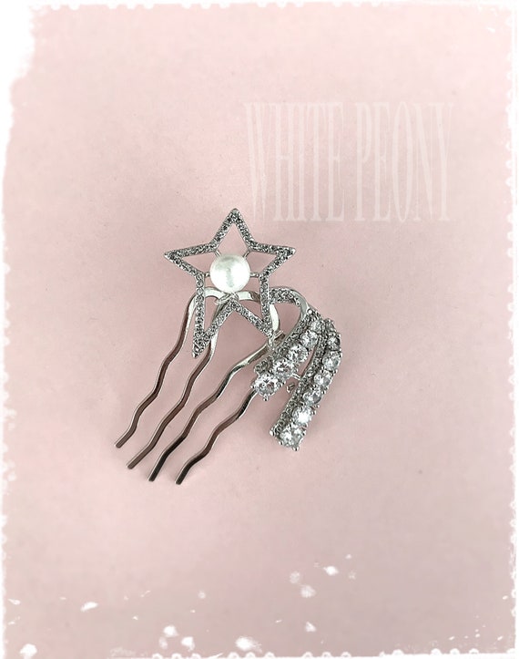 Celestial Crystal Shooting Star Bridal Hair Comb-cubic | Etsy
