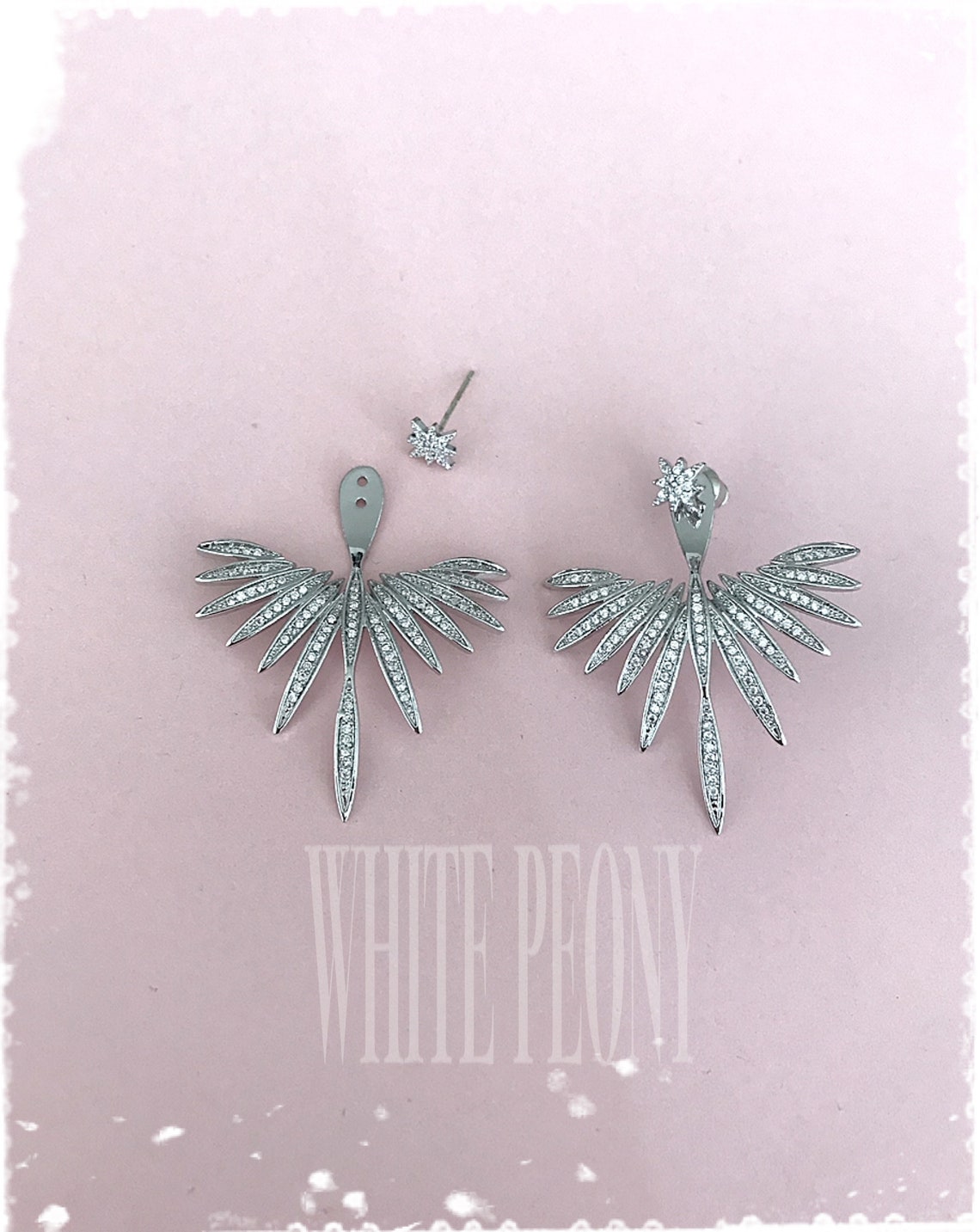 Celestial Bridal Crystal Starburst Ear Jacket Earrings-cubic | Etsy