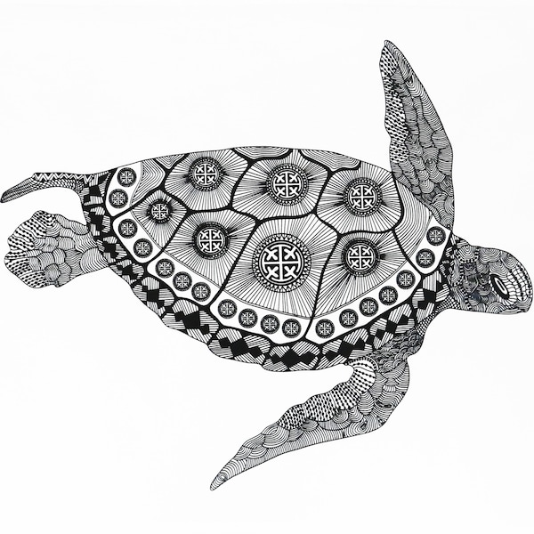 Zentangle Turtle - Etsy