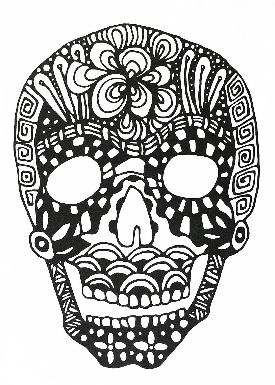 Day of the Dead Zentangle Design Skull Large Cotton Tea Towel - Etsy