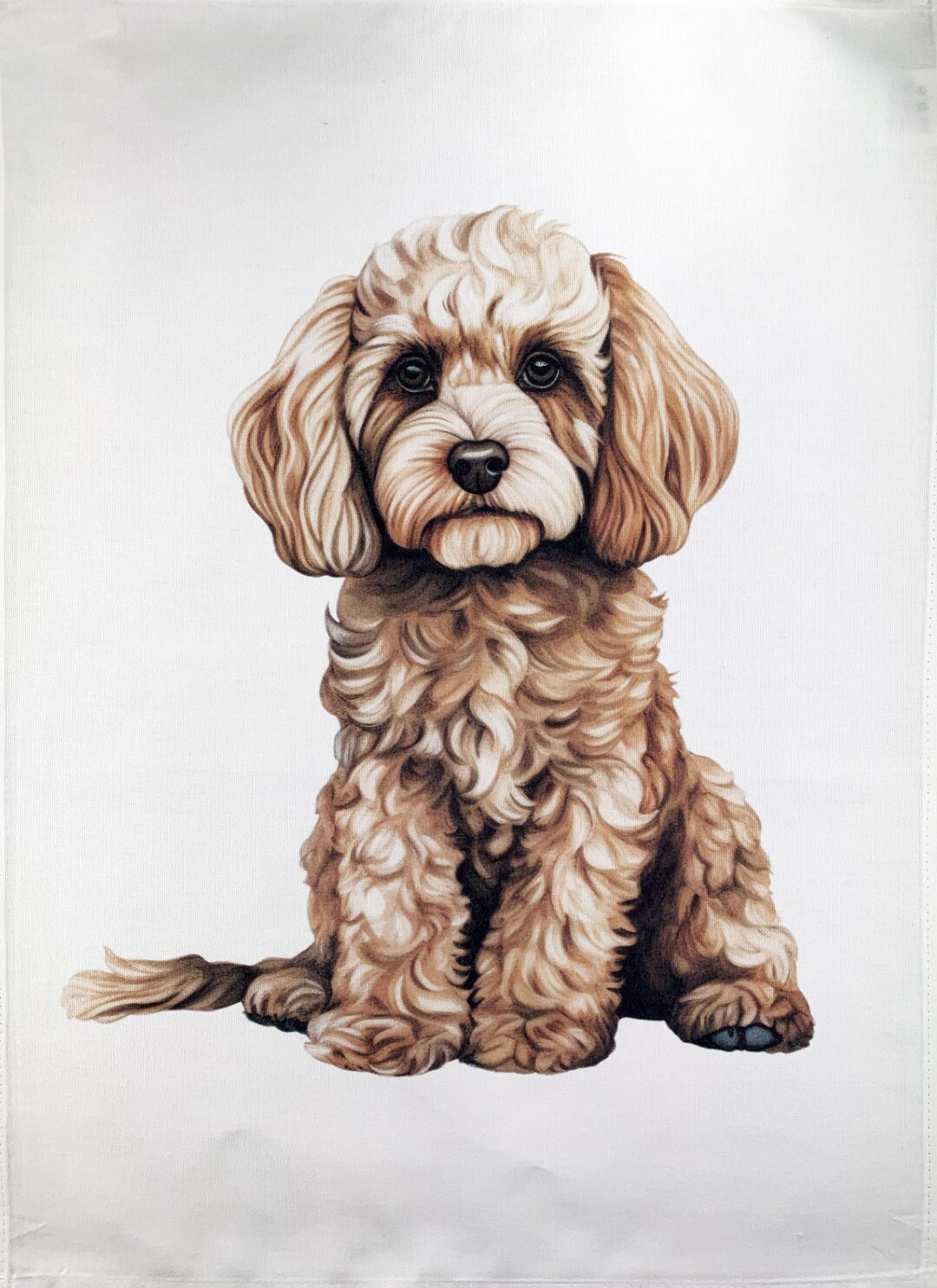 The Sitting Cockapoo Dog Large Cotton Tea Towel - Etsy