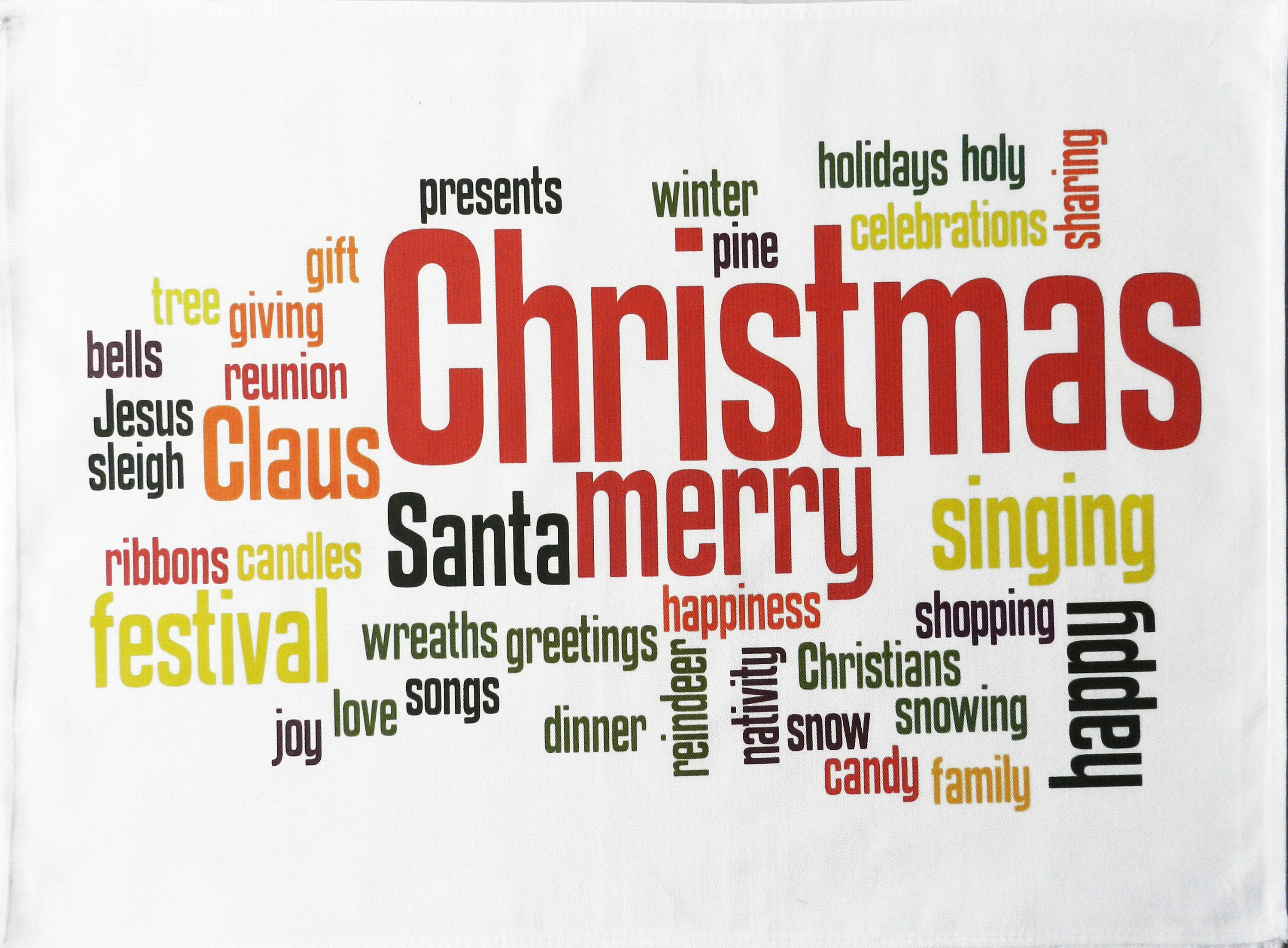 Christmas Word Cloud Large Christmas Tea Towel - Etsy