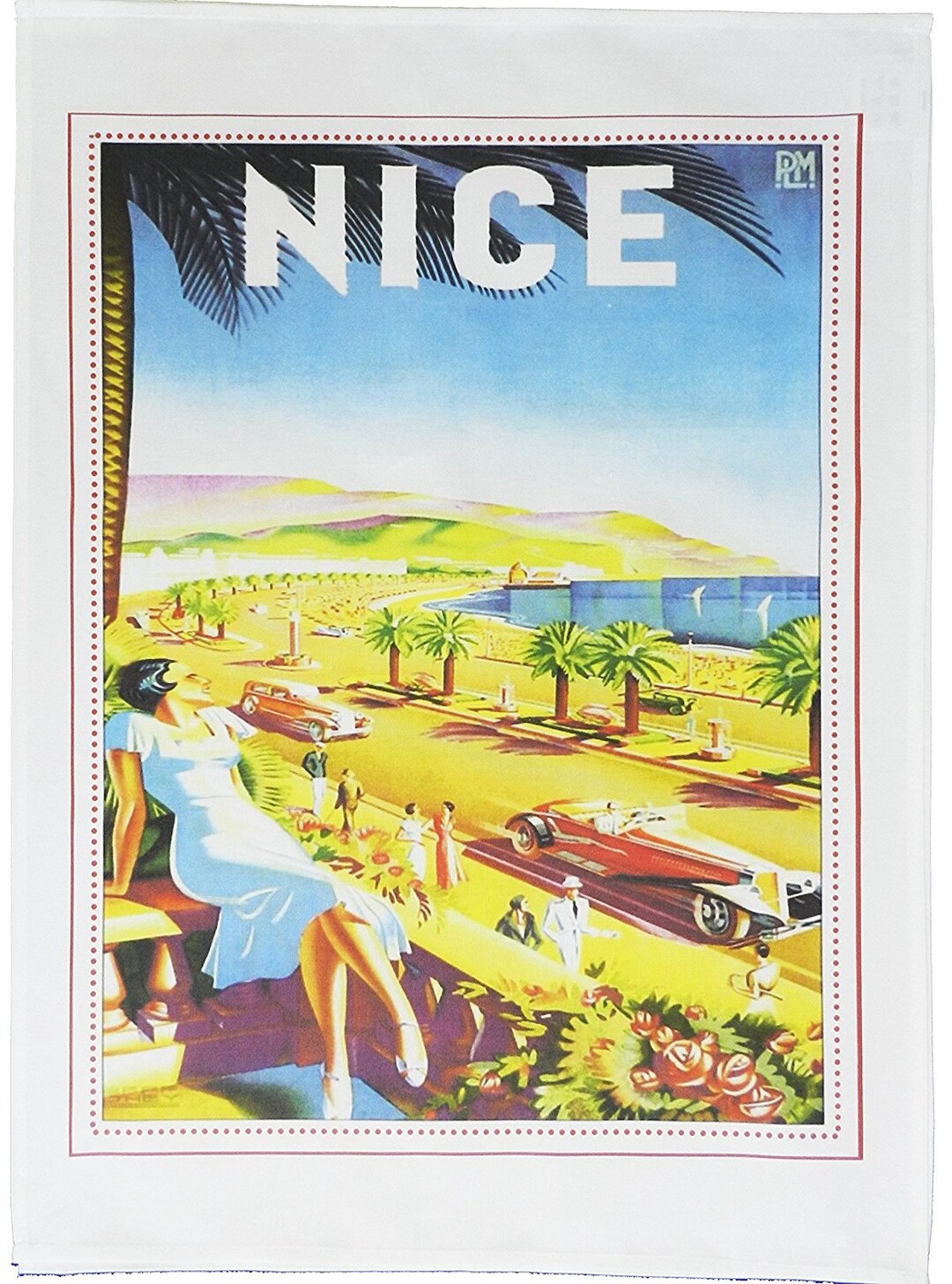 Nice - Retro Style Travel Poster Large Cotton Tea Towel - Etsy