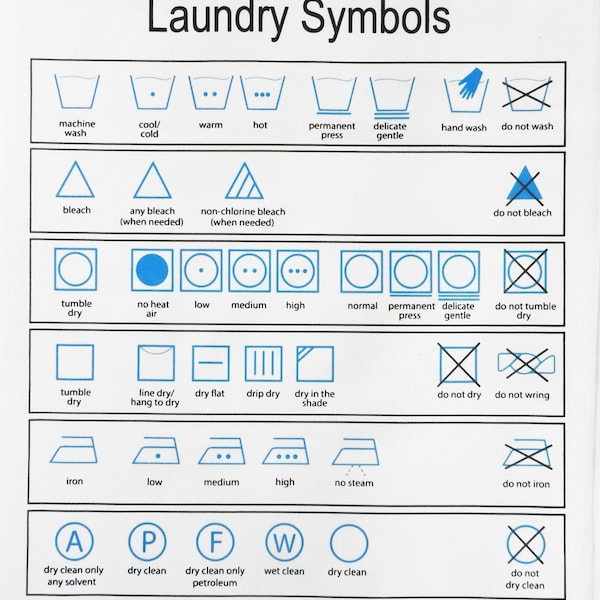 Laundry Symbols - Etsy UK